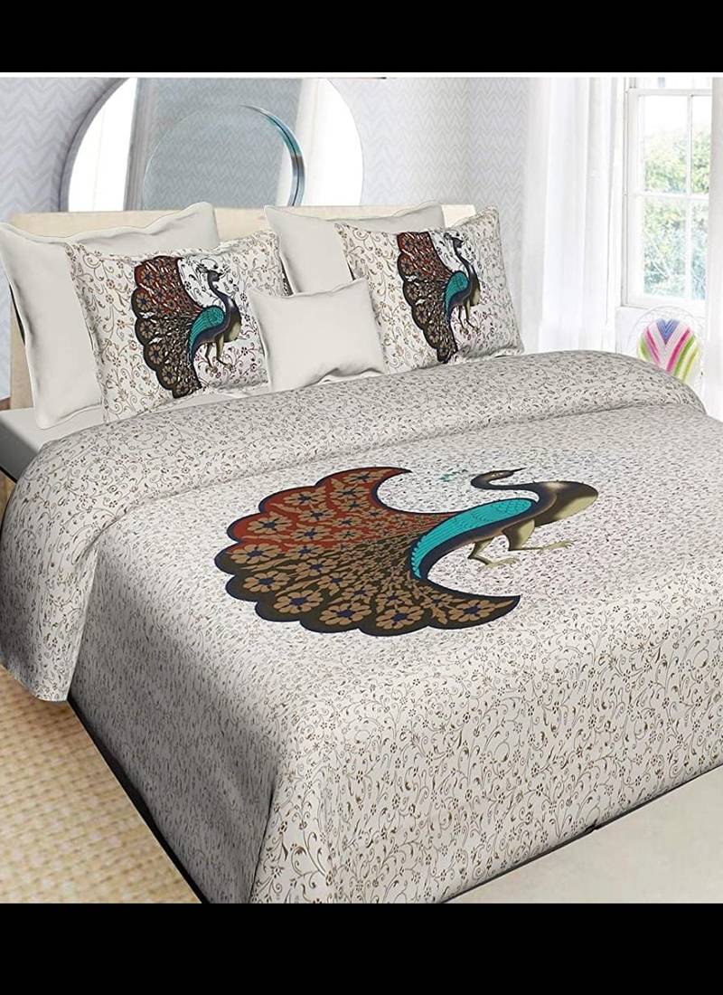 Bed Sheet Jodhpuri Printed Indian Bed Cover - Rajasthanibazar - 3353454