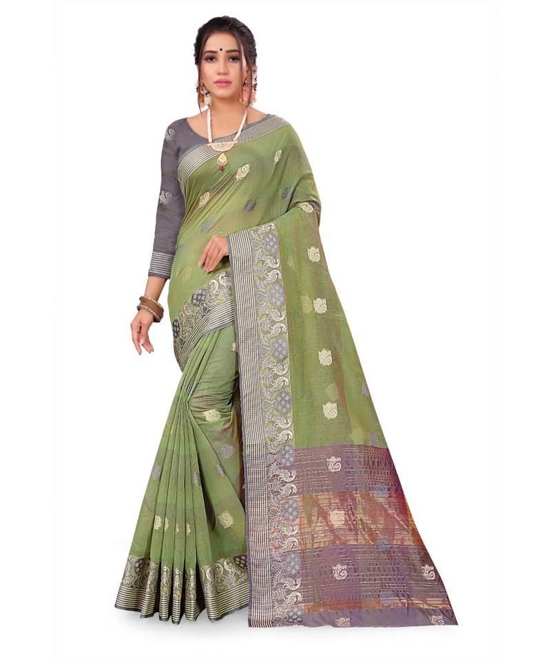 Multicolor Cotton Silk Banarasi Woven Saree - justfashion - 3359439