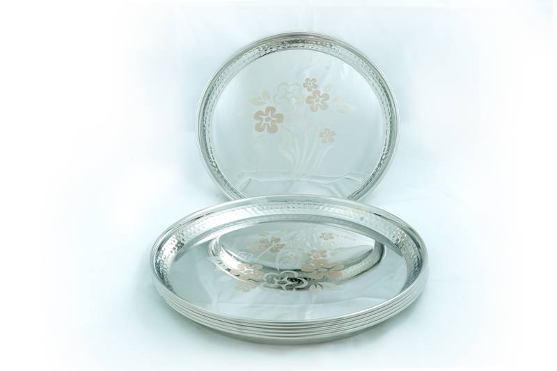 Kitchen Krafts 6pcs Hammered Kanchan Plate Set 14" - Kitchen Krafts ...