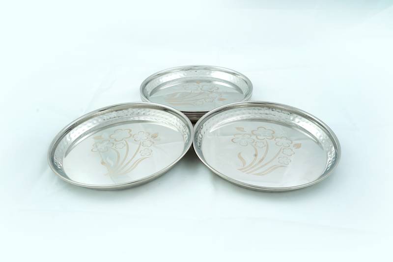 Kitchen Krafts 6pcs Hammered Kanchan Plate Set 14" - Kitchen Krafts ...