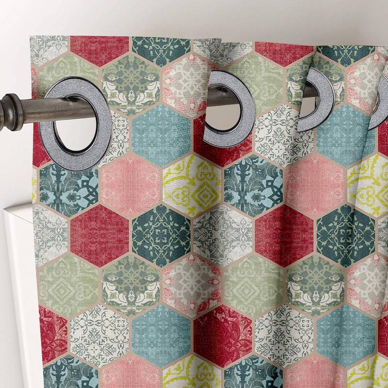 A Multicolor Printed Polyester Window Curtain - HOMETIQUE - 3364243