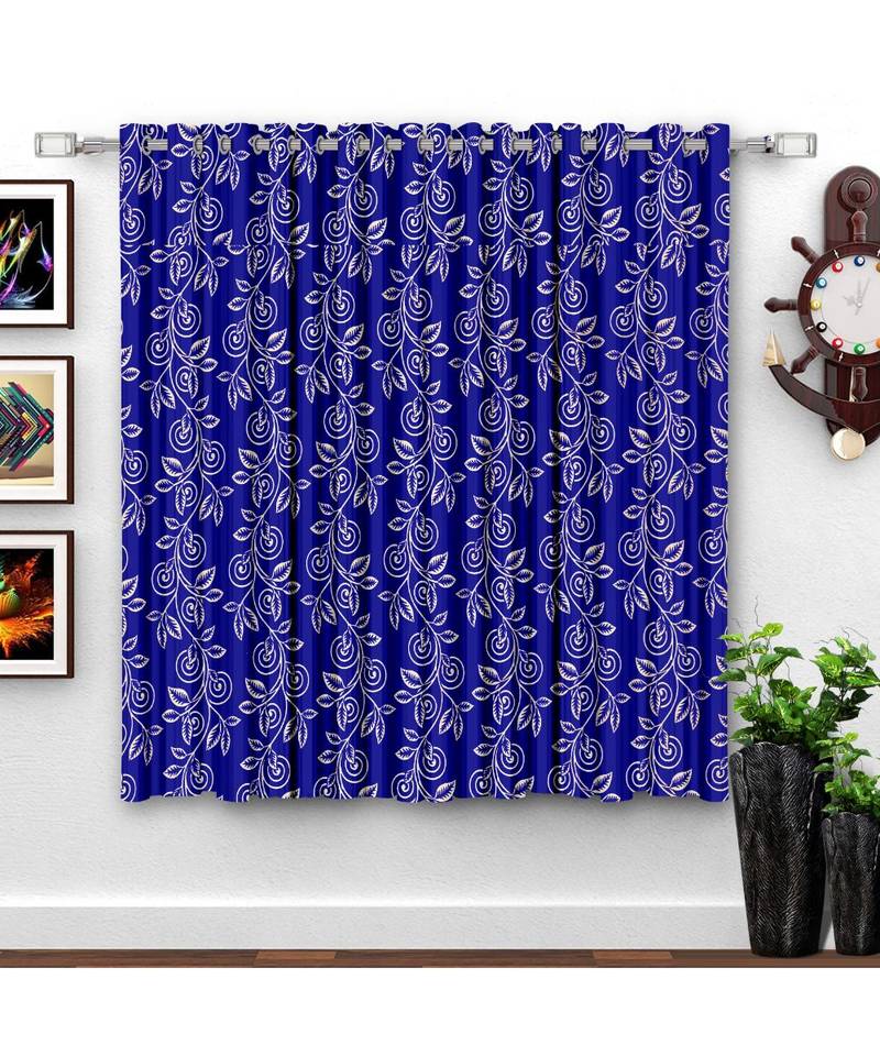 A Blue Printed Polyester Window Curtain - HOMETIQUE - 3364510