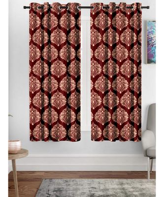 A Maroon Printed Polyester Window Curtain - HOMETIQUE - 3364560