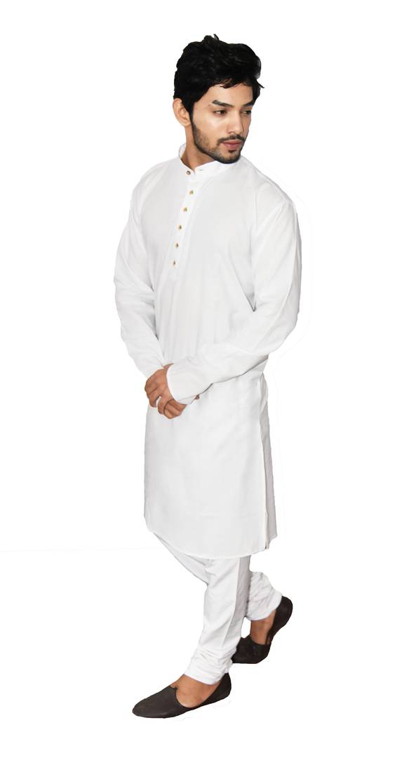 White plain khadi men-kurtas - Ecotattva - 3366263