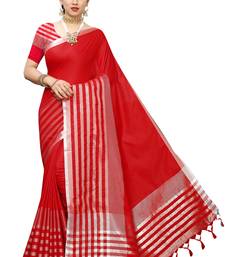 Women's Red Cotton Silk Printed Saree With Blouse Piece - Vedant ...