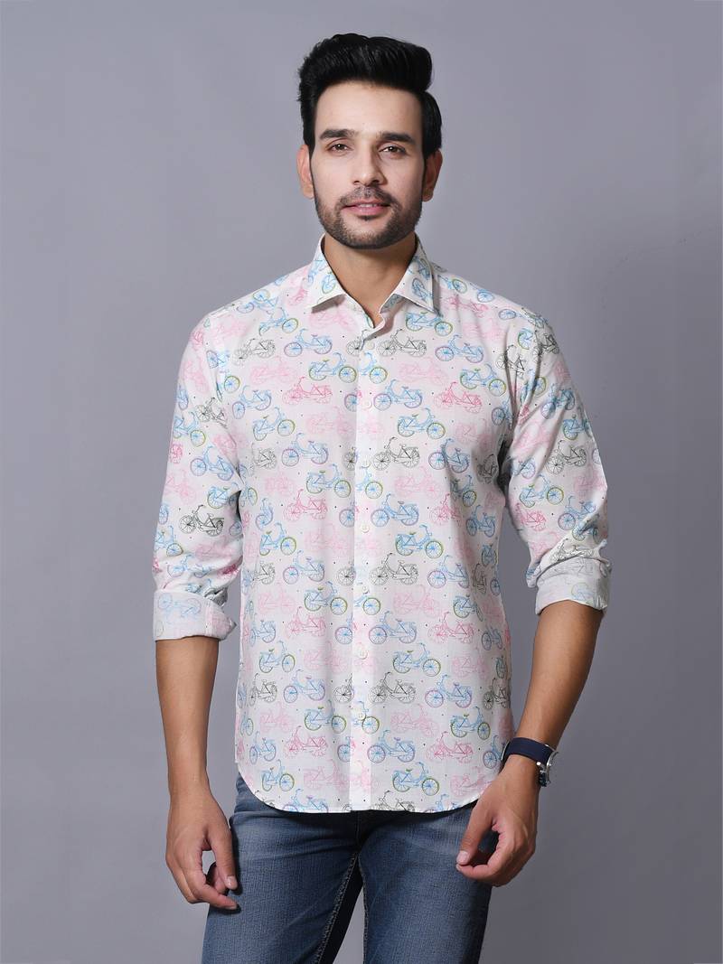 Ethnic Cotler Men's Cotton Solid Printed Shirt (White) - ETHNIC COTLER ...
