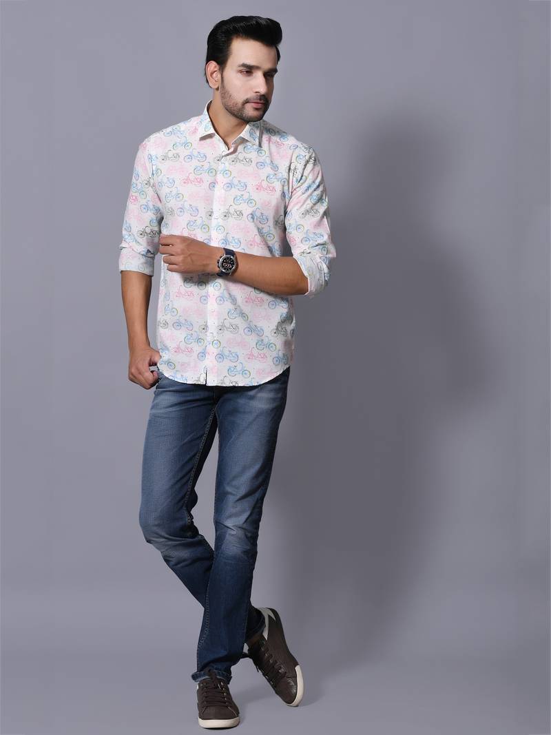 Ethnic Cotler Men's Cotton Solid Printed Shirt (White) - ETHNIC COTLER ...
