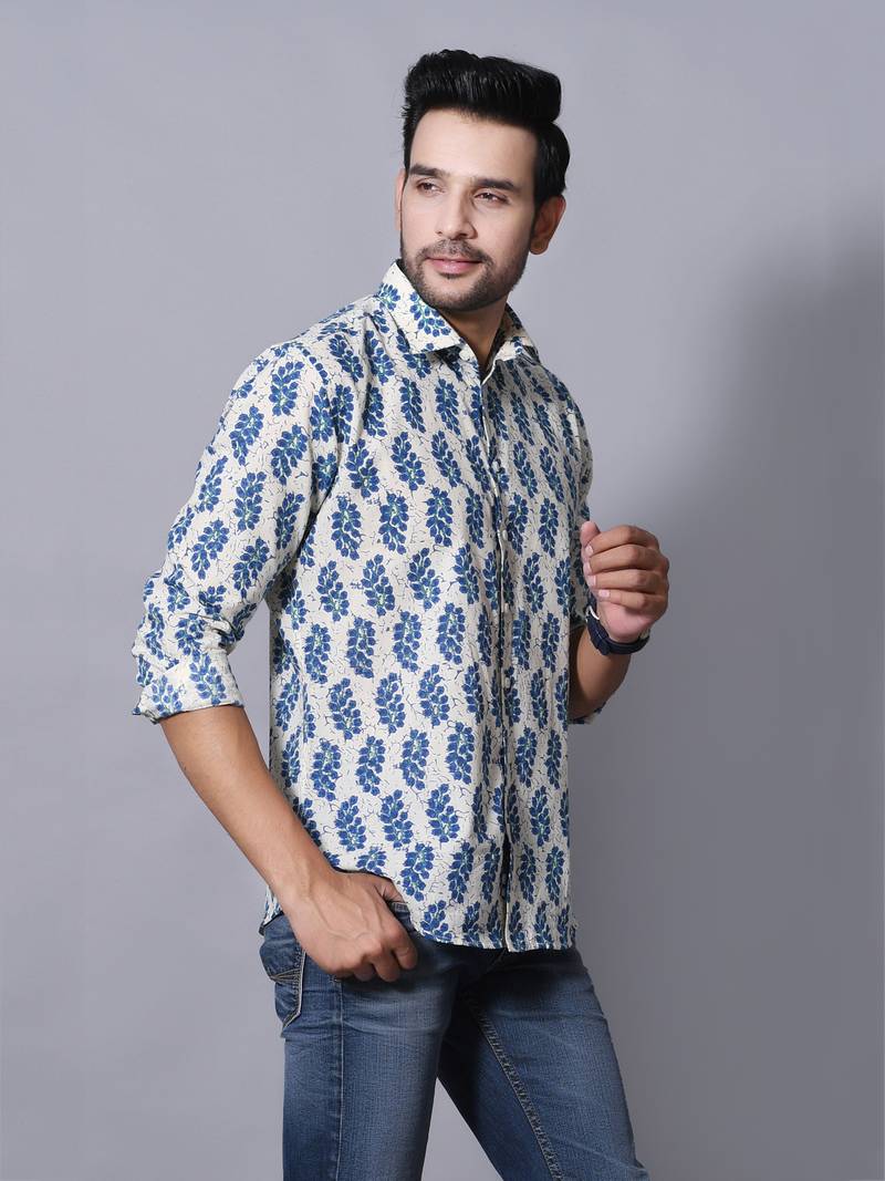 Ethnic Cotler Men's Cotton Solid Printed Shirt (Cream ) - ETHNIC COTLER ...