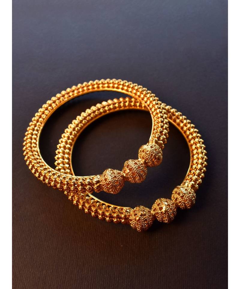 Beautiful Pair of Golden Bangles - Our Purple Studio - 3387253