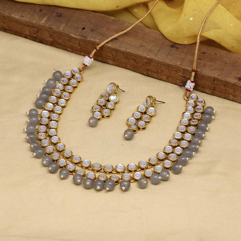 Grey necklace-sets - Jaipur Mart - 3401305