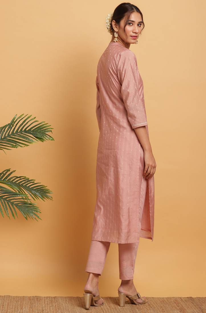 Pink woven polyester salwar - Janasya - 3412155