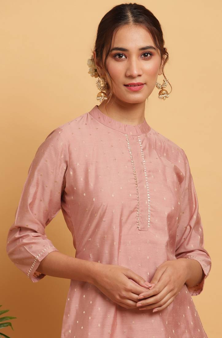 Pink woven polyester salwar - Janasya - 3412155