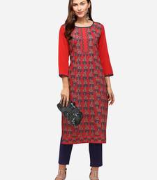 red American Crepe Digital Print trendy Kurta - Venika Creations - 3415162