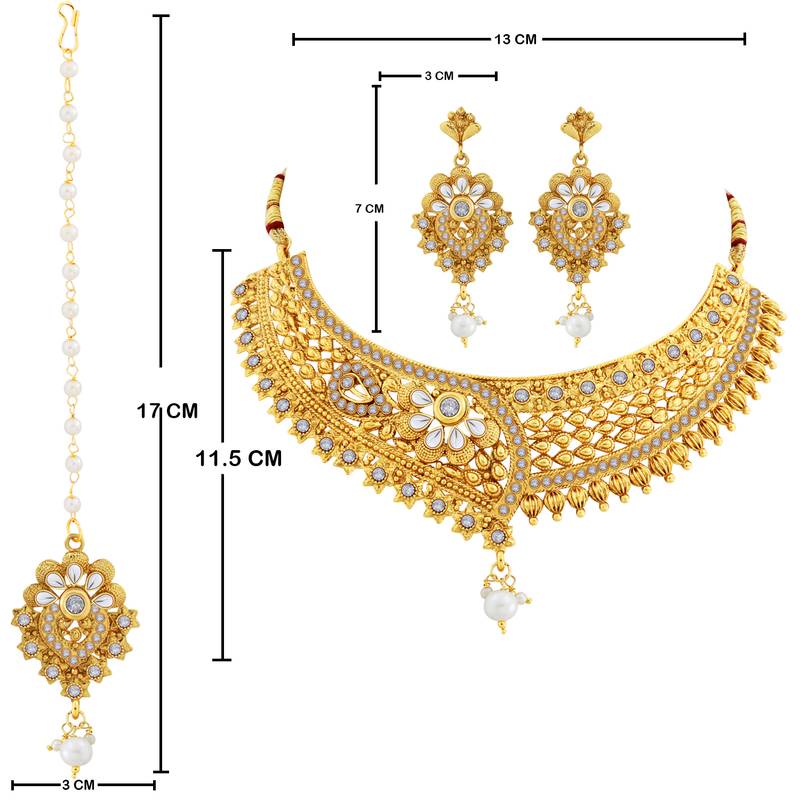 SILVER SHINE Gold Plated Traditional Neckalce Set Jewellery Set For ...