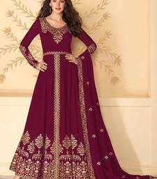 Maroon embroidered faux georgette salwar - ZELLY - 3422053
