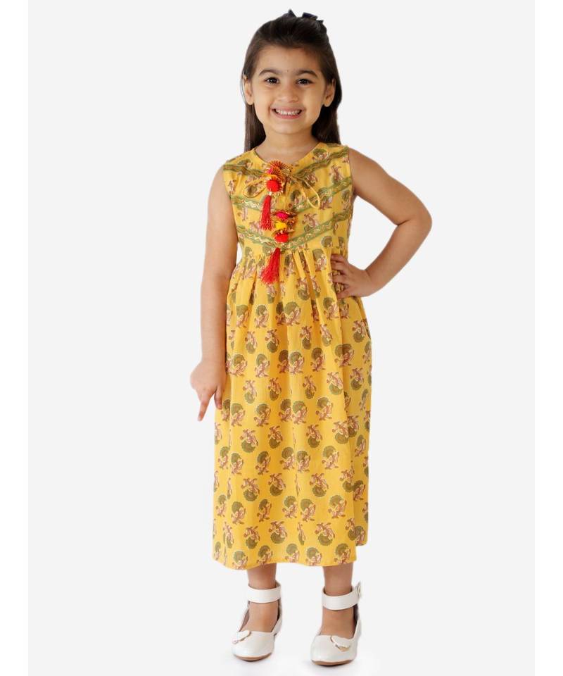 Zui Block Print With Tassel Long Dress - KID1 - 3428404