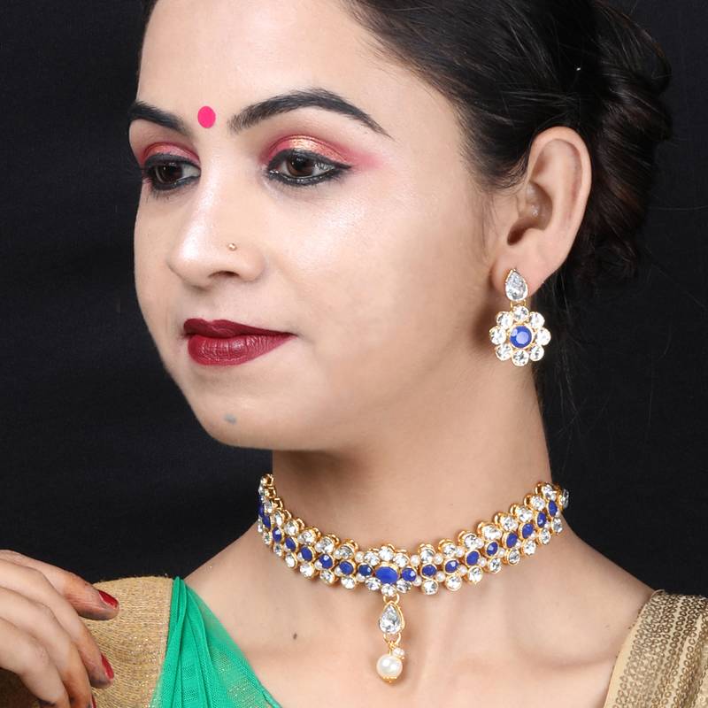 Exclusive Blue color Choker Set For Girls And Women - NM Creation - 3428840