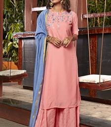 Pink embroidered polyester salwar - Janasya - 3450360