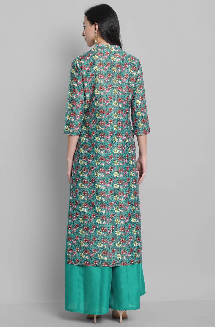 Green embroidered polyester salwar - Janasya - 3450362