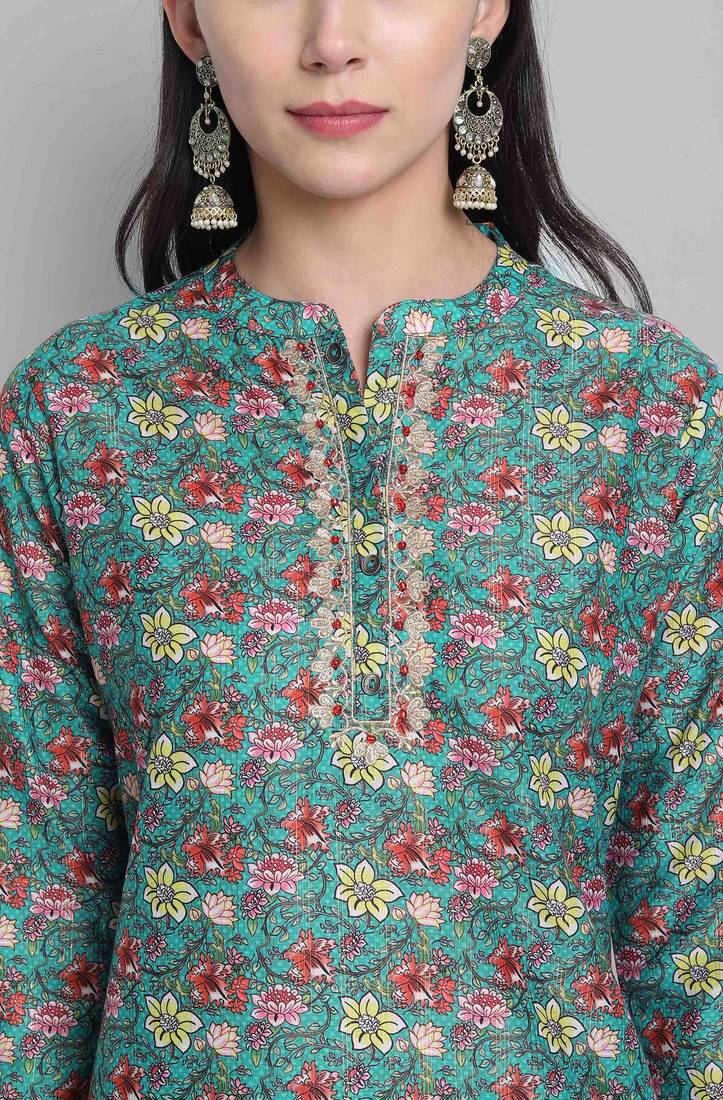 Green embroidered polyester salwar - Janasya - 3450362