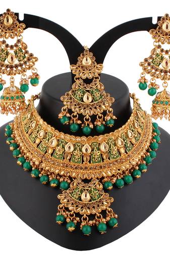Green Jewellery – Buy Green Colour Jewellery Sets Online For Women @ Mirraw