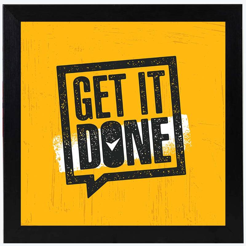 Get it Done Typography Black Framed Wall Hanging Art Print for Office ...