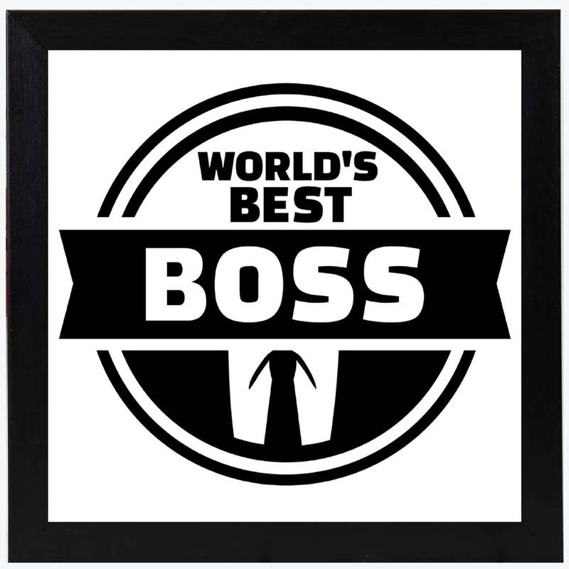 World's Best Boss Typography Black Framed Wall Hanging Art Print for ...