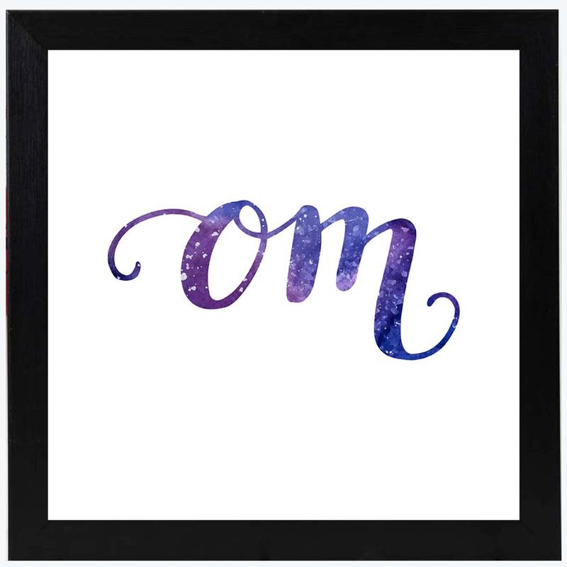 Om Symbol Typography Black Framed Wall Hanging Art Print for Office ...
