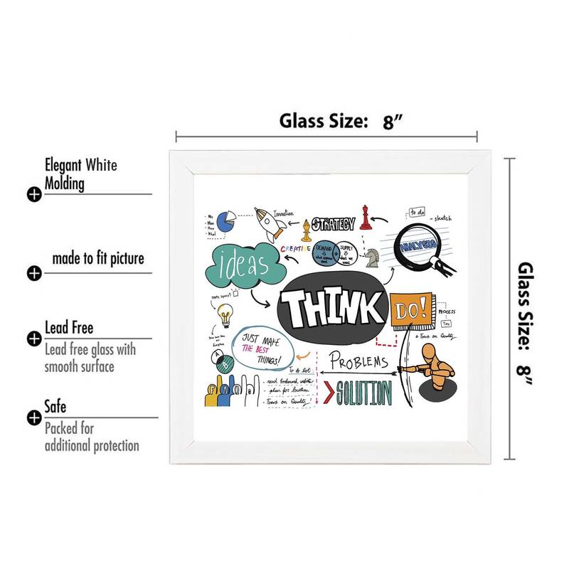 Think Idea Typography White Framed Wall Hanging Art Print for Office ...