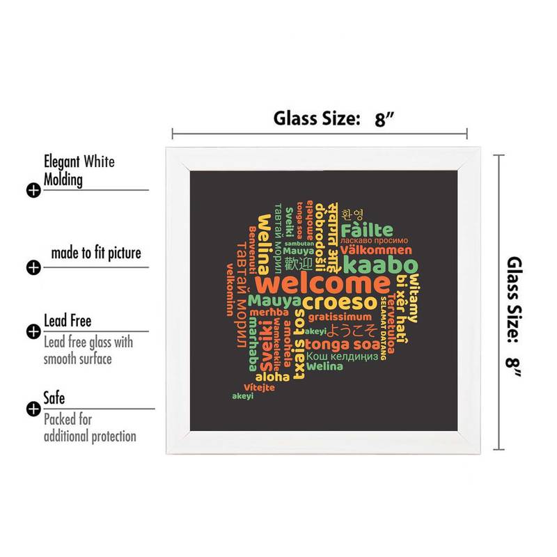 Welcome Multi Language Typography White Framed Wall Hanging Art Print ...