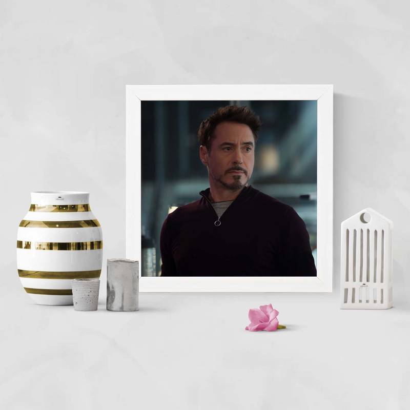 Tony Stark Super Hero's White Framed Wall Hanging Art Print for Office ...