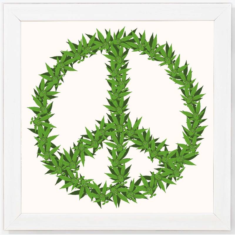 Peace Grass Sign White Framed Wall Hanging Art Print for Office Home ...