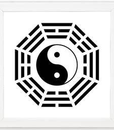 Ying Yang Sign White Framed Wall Hanging Art Print for Office Home ...