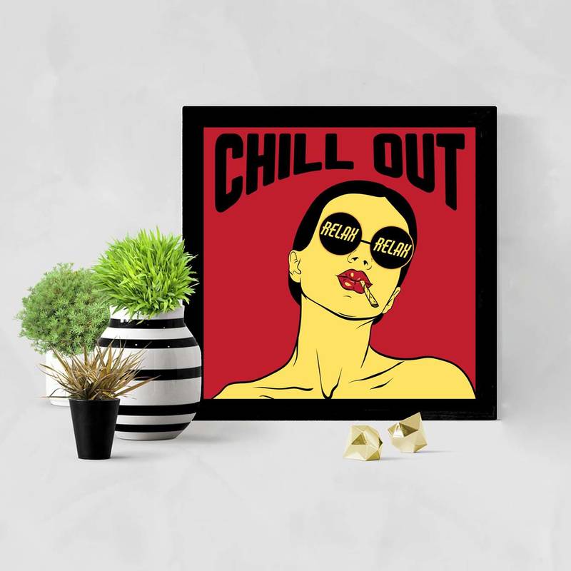 Chill out Pop Art Black Framed Wall Hanging Art Print for Office Home ...