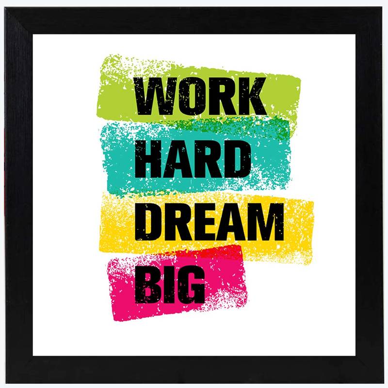 Work Hard Office Black Framed Wall Hanging Art Print for Office Home ...