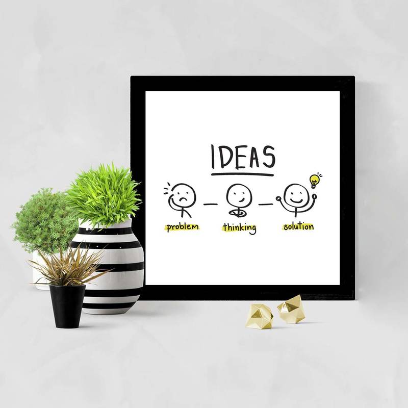Problem Thinking Solution Motivational Black Framed Wall Hanging Art ...