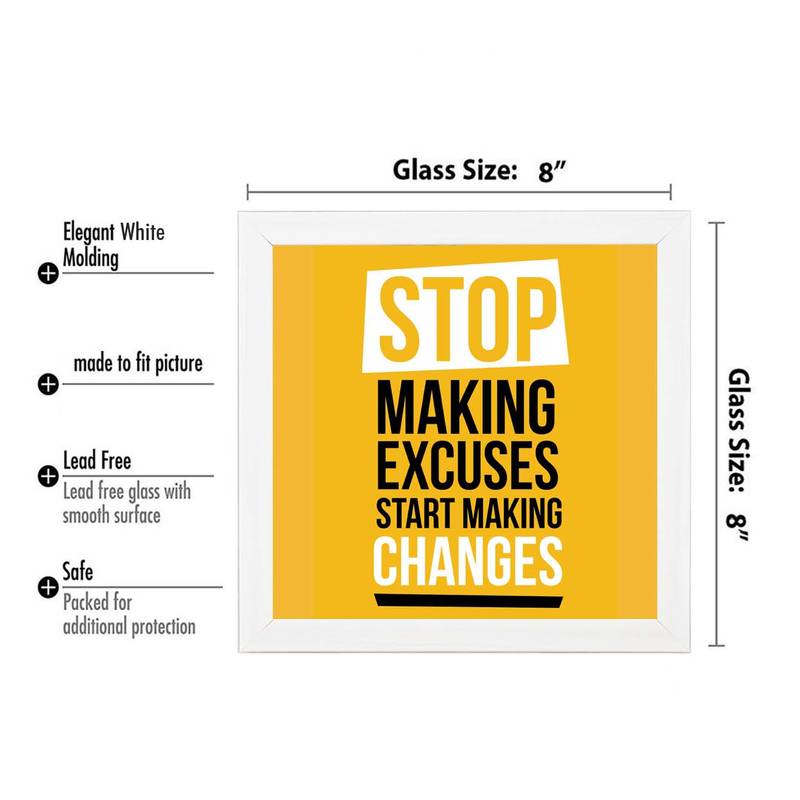 Stop Making Excuses Start Making Changes Motivational White Framed Wall ...