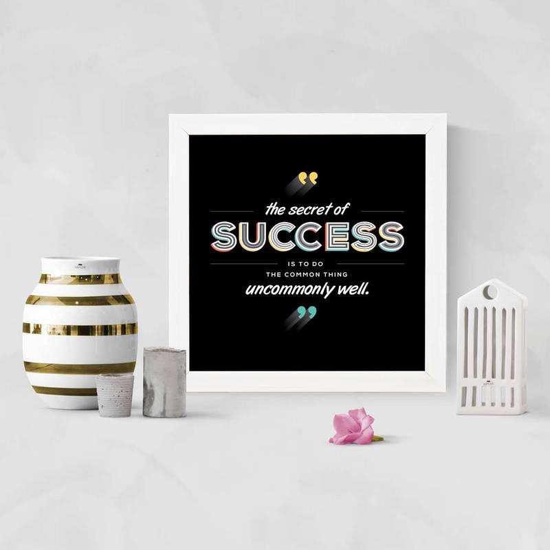 The Secret of Success Motivational White Framed Wall Hanging Art Print ...