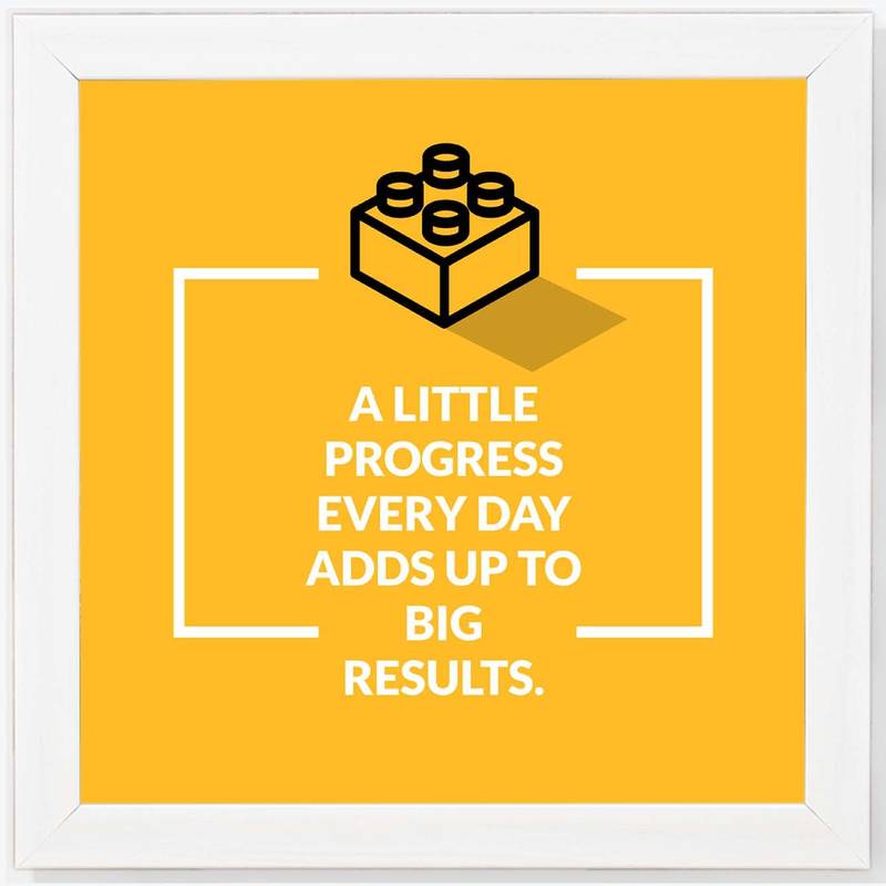 Progress Everyday Motivational White Framed Wall Hanging Art Print for ...