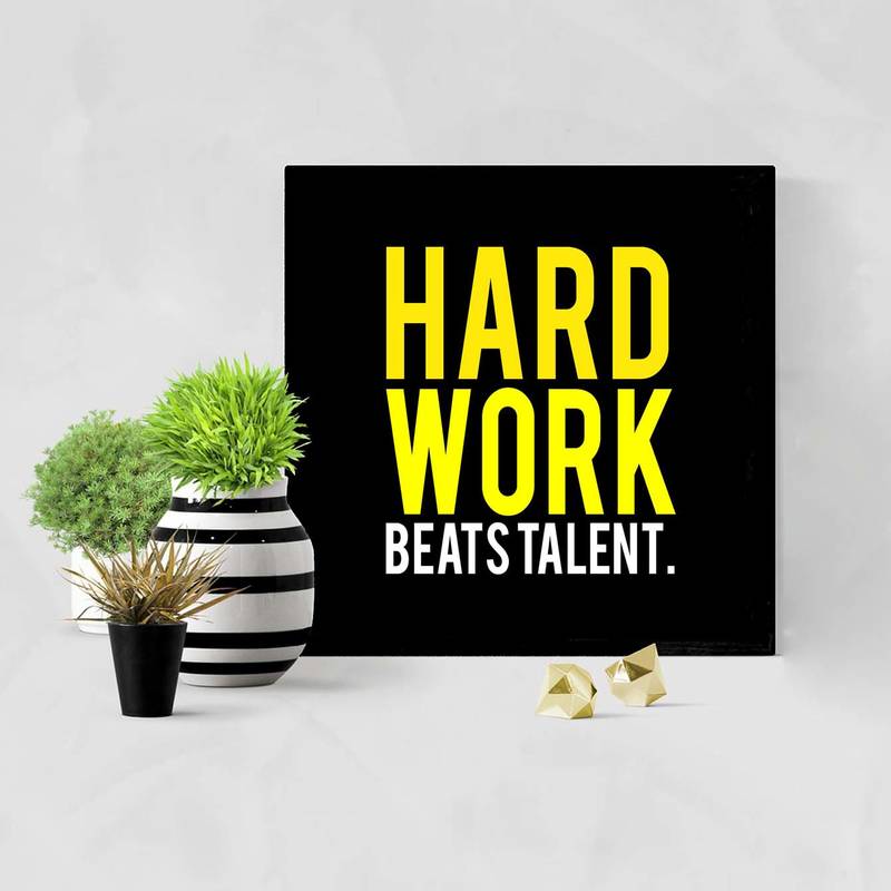 Hard Work Motivational Black Framed Wall Hanging Art Print for Office ...