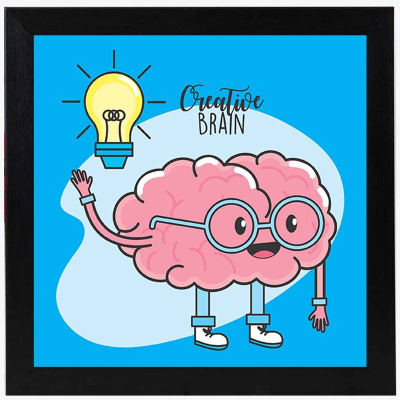 Creative Brain Humour Black Framed Wall Hanging Art Print for Office ...