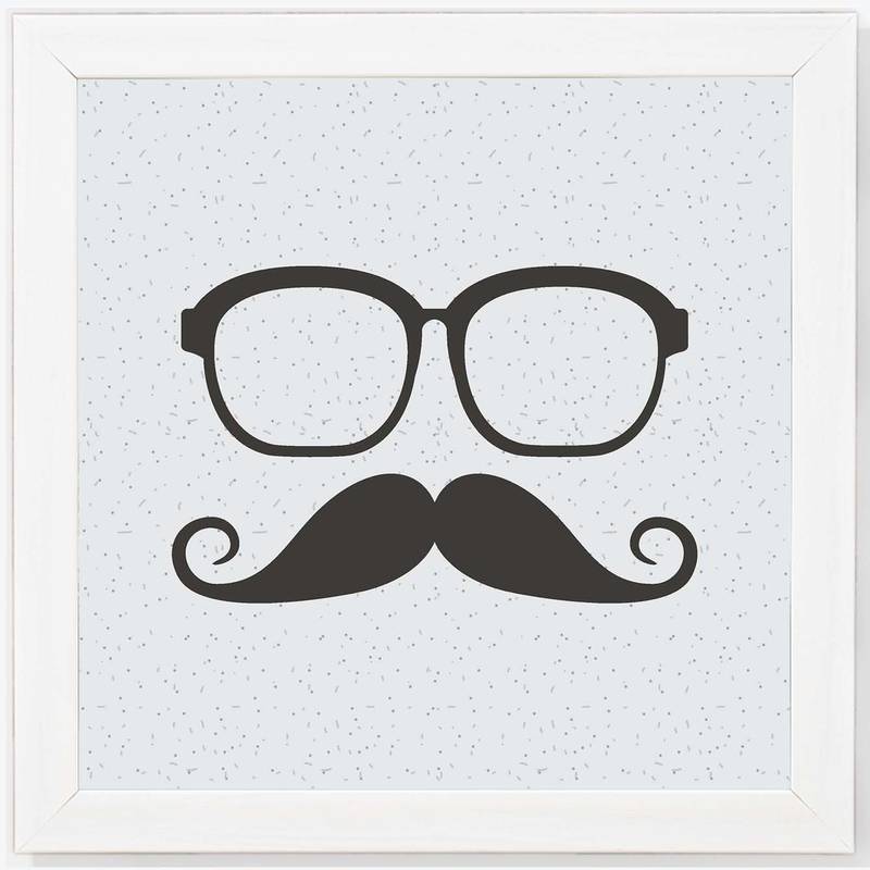 Moustache Humour White Framed Wall Hanging Art Print for Office Home ...