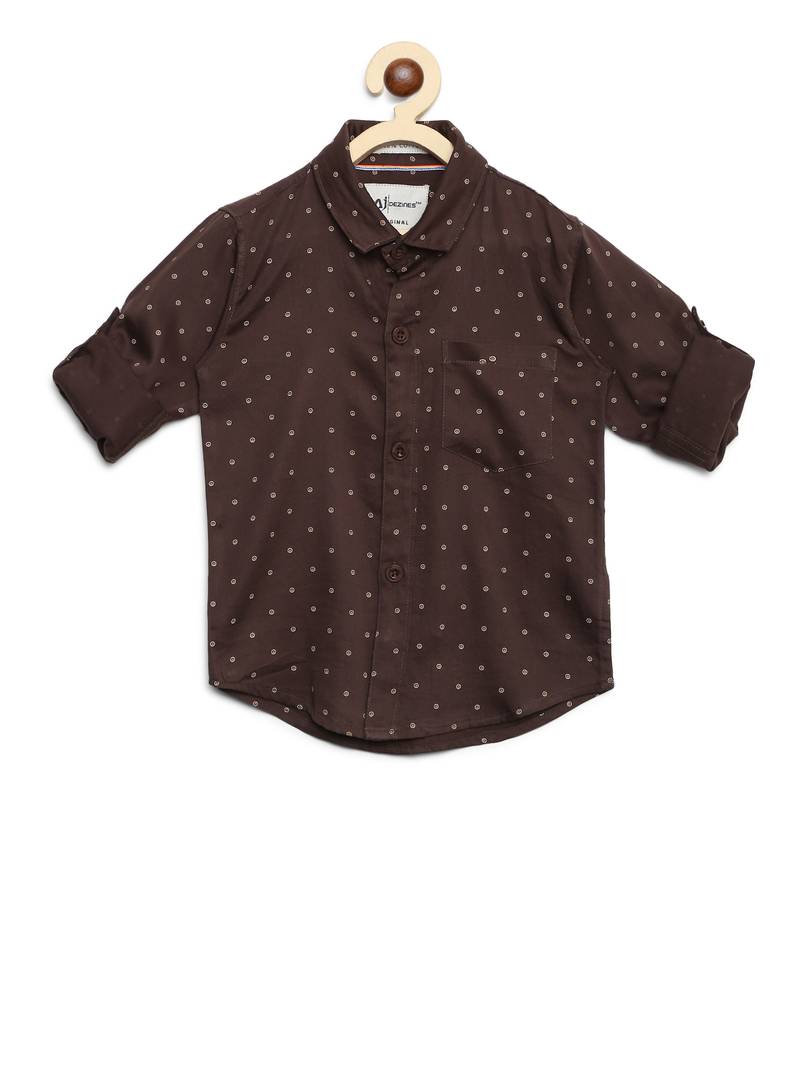 Brown printed cotton kids-tops - AJ Dezines - 3481713