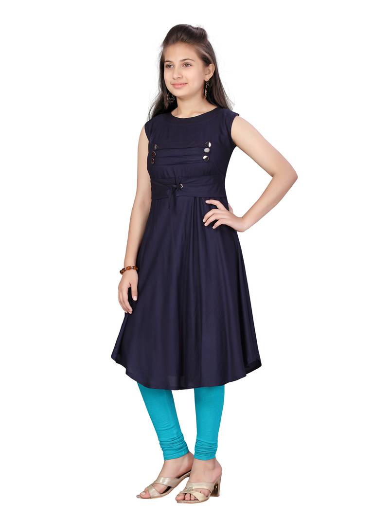 Blue plain cotton kids-tops - Aarika - 3483971