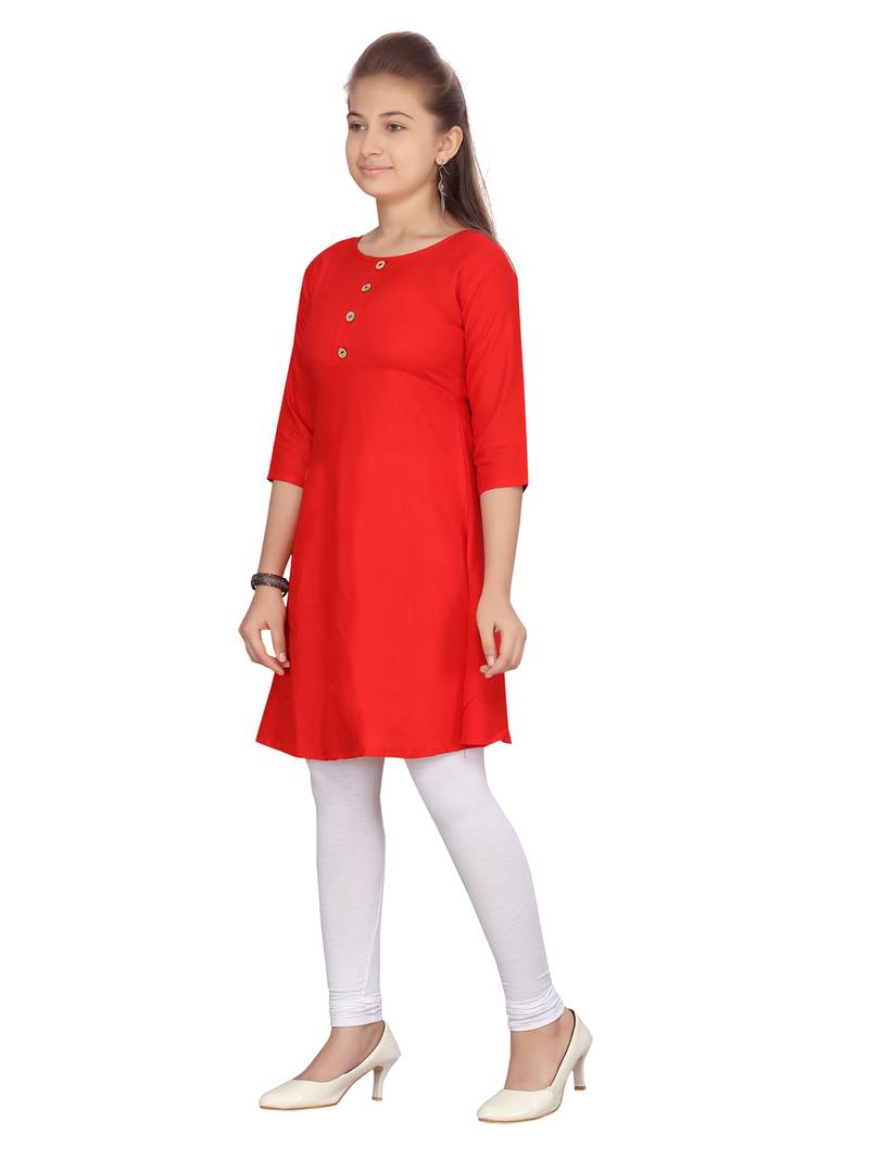 Red plain pure cotton kids-tops - Aarika - 3483980