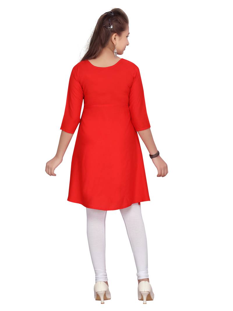 Red plain pure cotton kids-tops - Aarika - 3483980