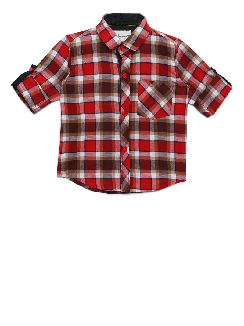 Red plain cotton kids-tops - AJ Dezines - 3484225