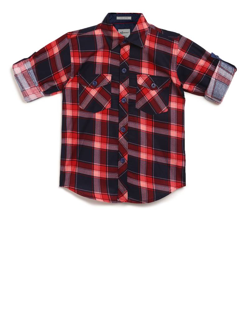 Red plain cotton kids-tops - AJ Dezines - 3484270