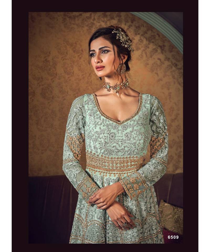 Embroidered With Stone Work Net Gown for Women Semi-Stitched - Shree ...