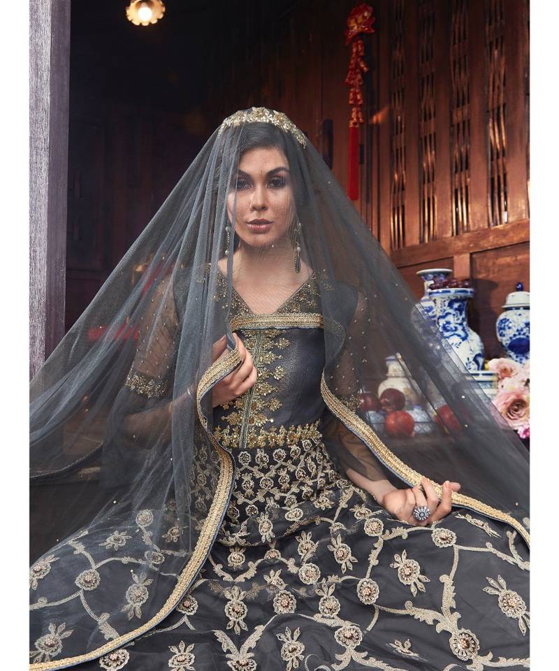 Embroidered With Stone Work Net Gown for Women Semi-Stitched - Shree ...